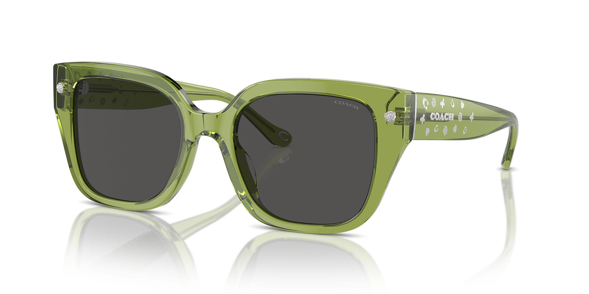 Coach HC8392U CR611 53 Grey Solid & Transparent Key Lime Sunglasses ...