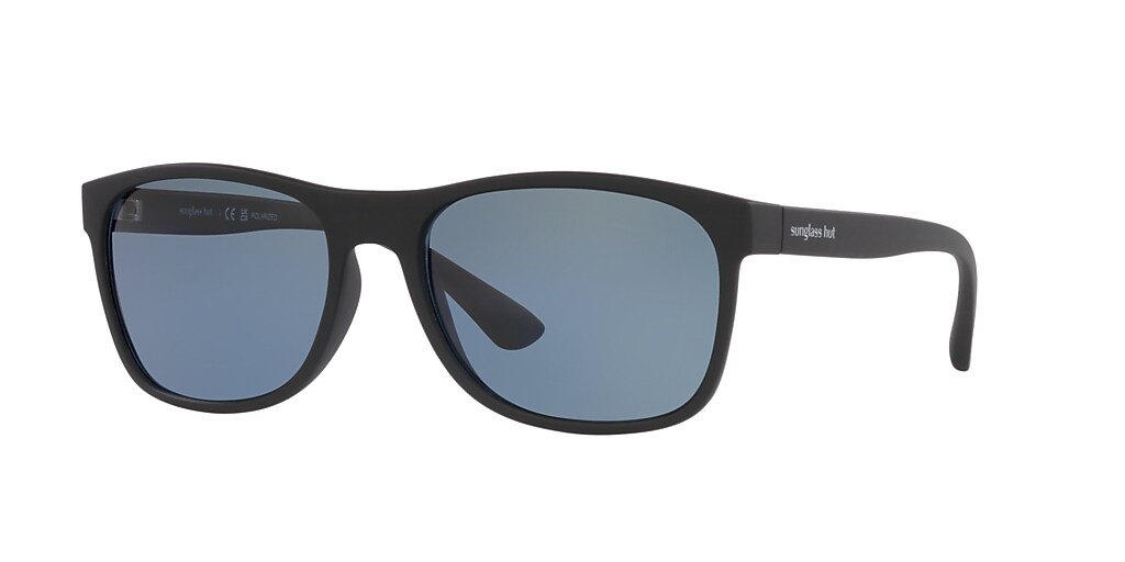 Sunglass Hut Collection HU2020 58 Polar Blue & Matte Black Polarized ...
