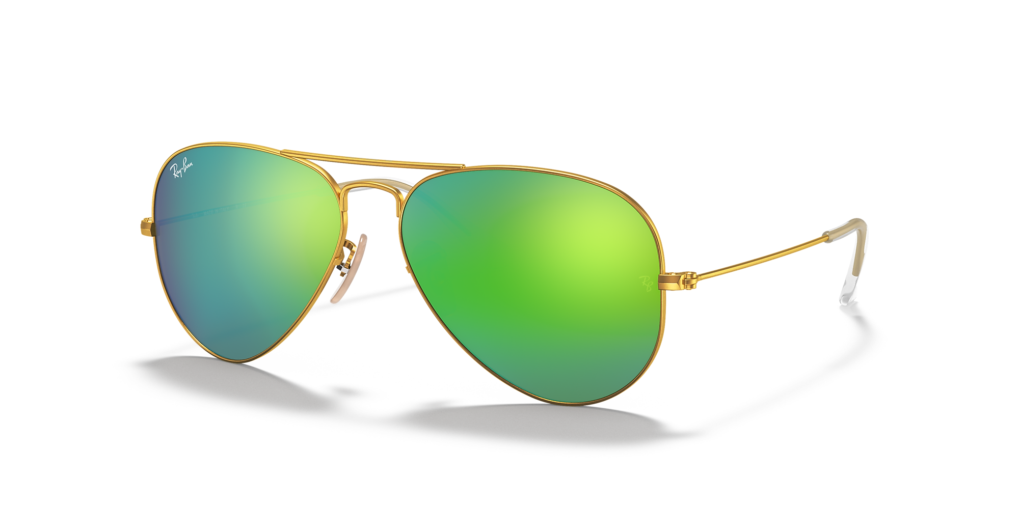 Ray-Ban RB3025 Aviator Flash Lenses 62 Green Flash & Gold Sunglasses ...