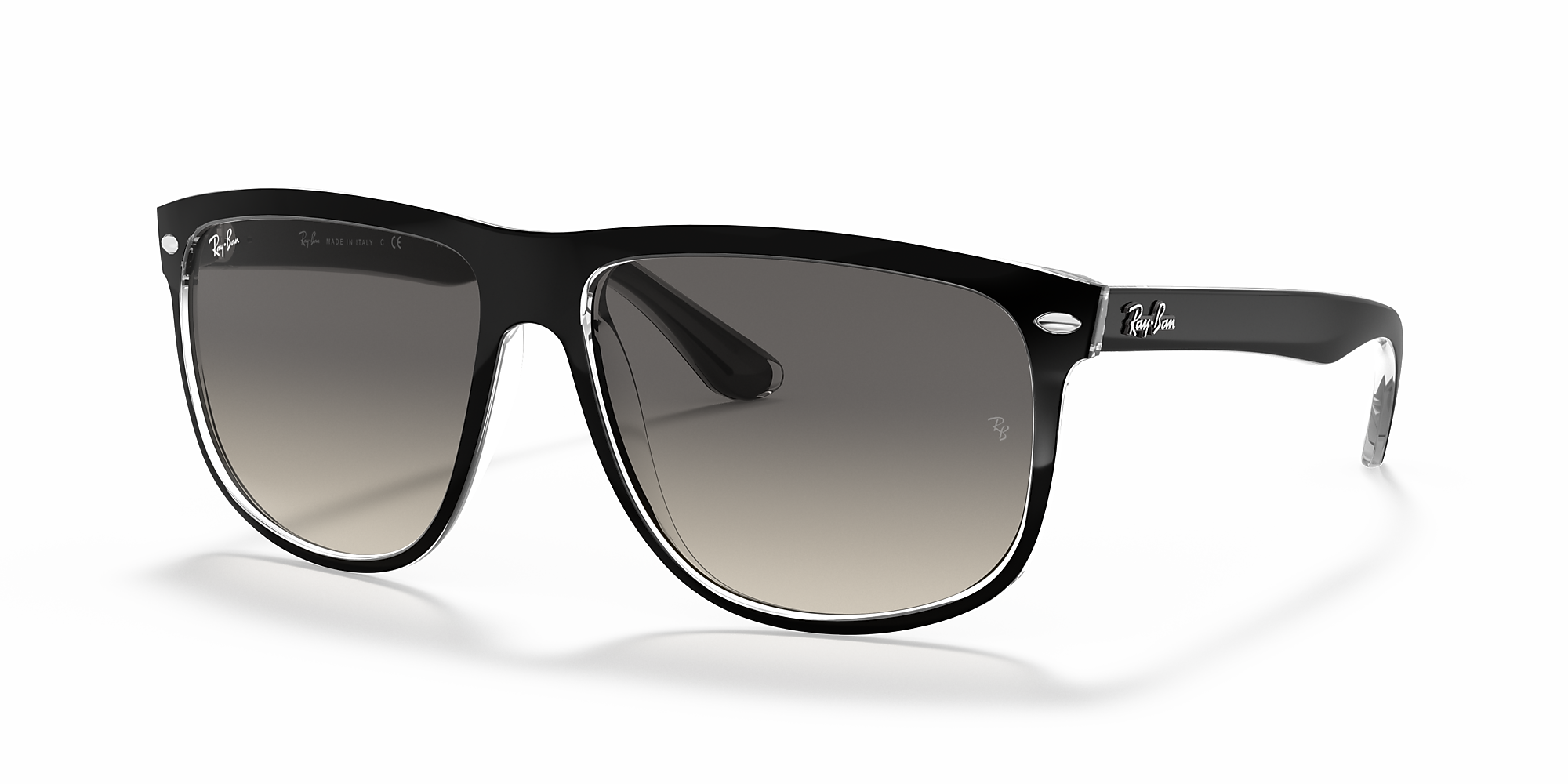 Ray-Ban RB4147 Boyfriend 60 Grey Gradient & Black On Transparent ...