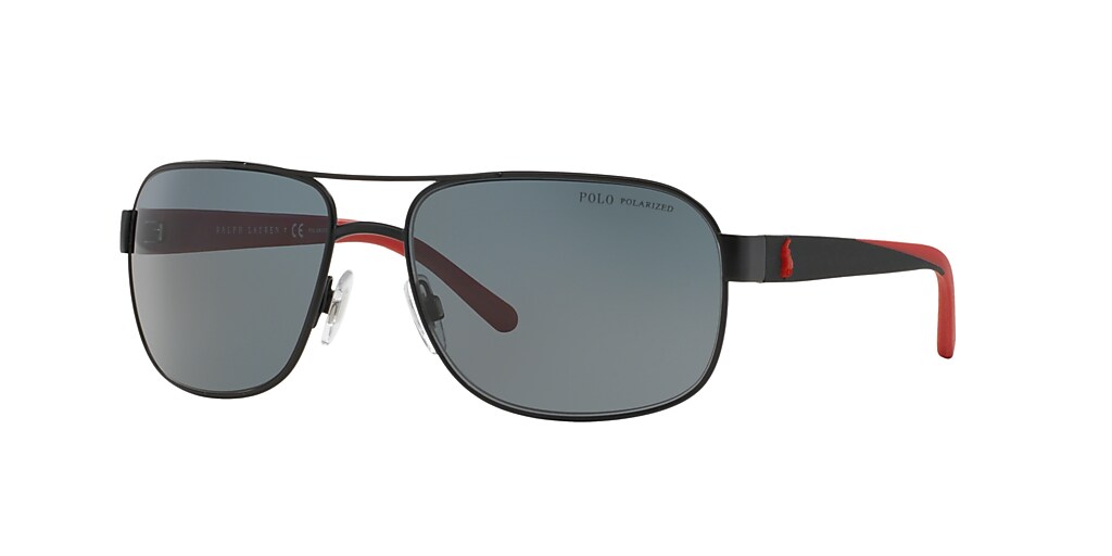 Polo Ralph Lauren Ph3093 62 Gris Polarizado And Negro Mate Lentes De Sol
