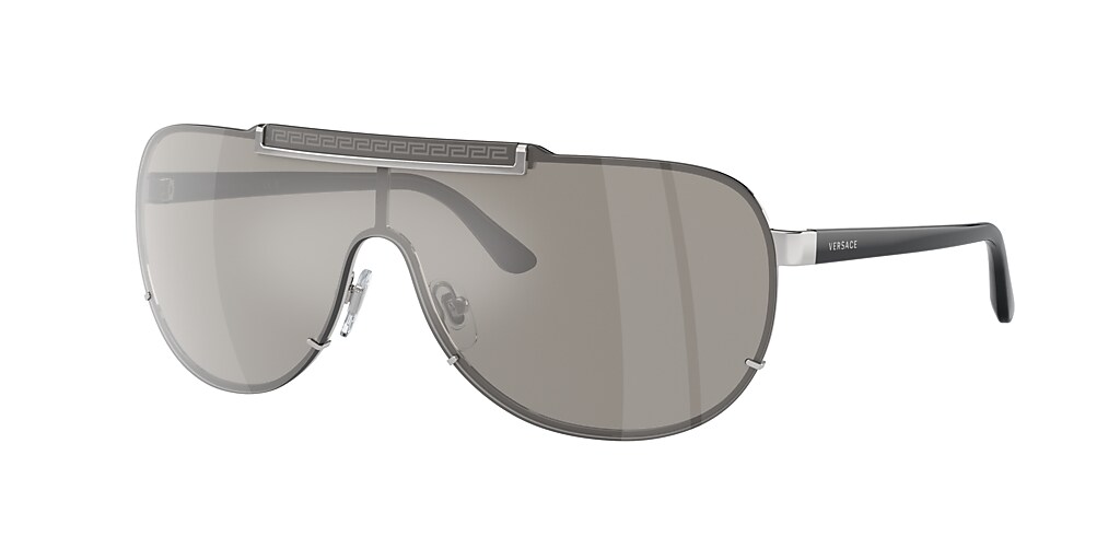 Versace VE2140 01 Light Grey Mirror Silver & Silver Sunglasses ...