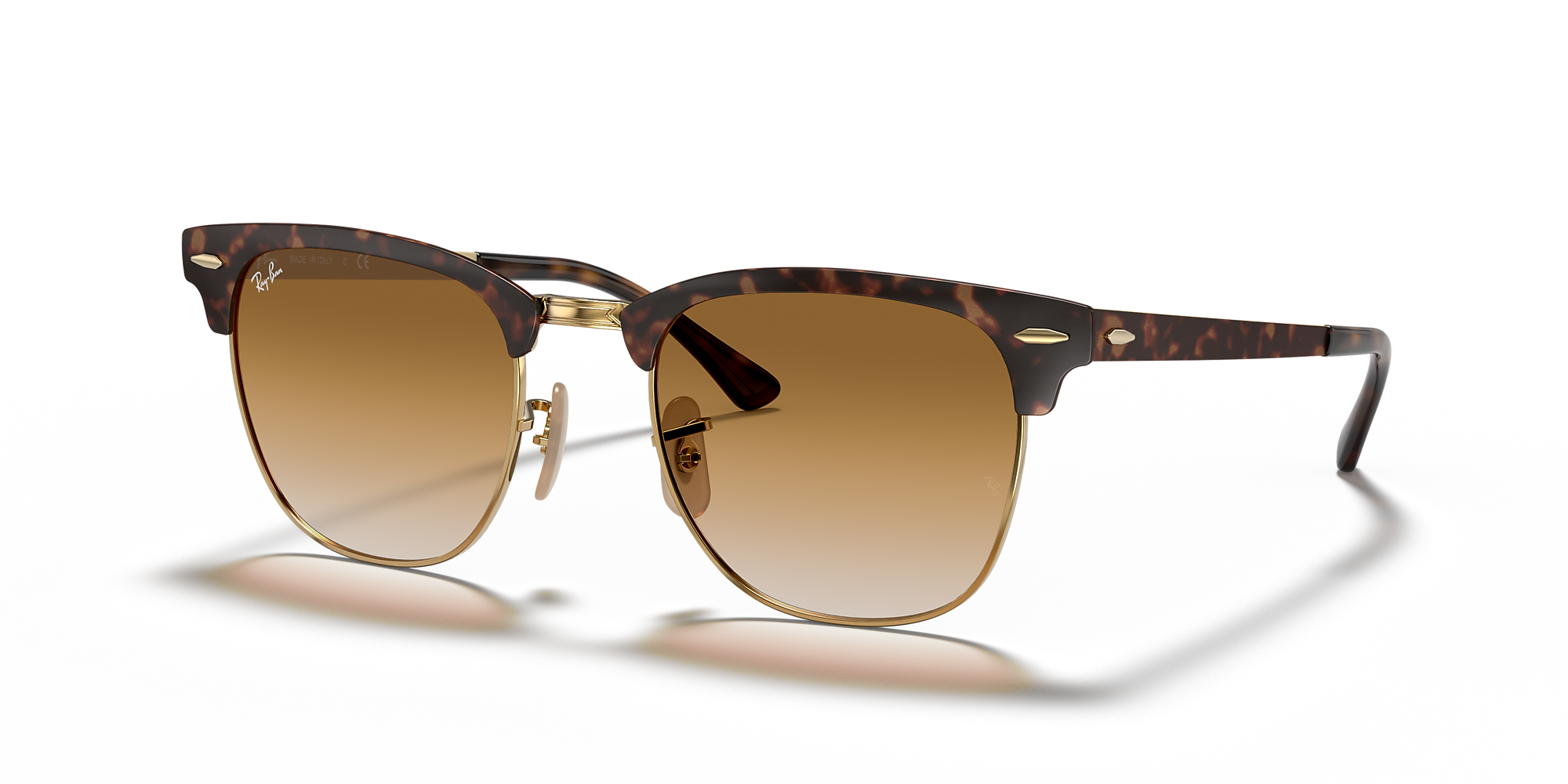 Ray Ban Rb3716 Clubmaster Metal 51 Light Brown Gradient And Havana On