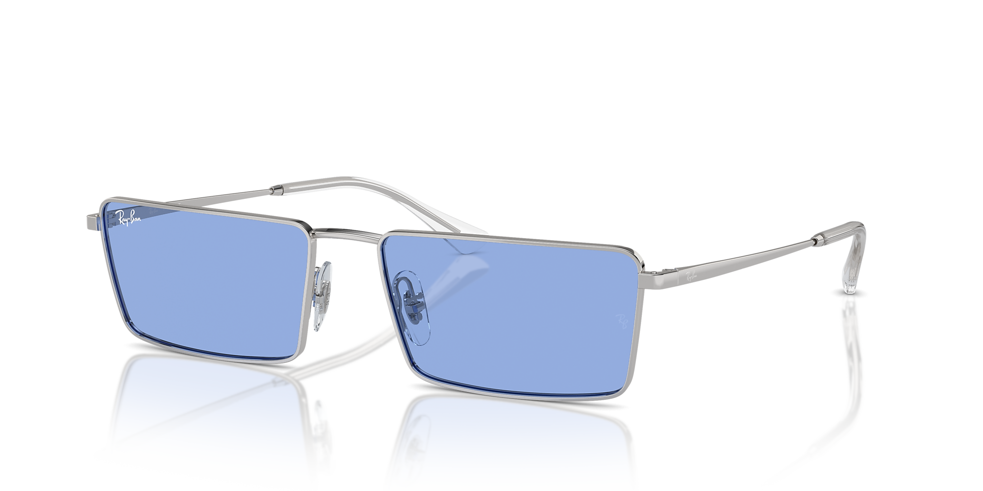 Ray-Ban RB3741 Emy Bio-Based 59 Blue & Silver Sunglasses | Sunglass Hut USA
