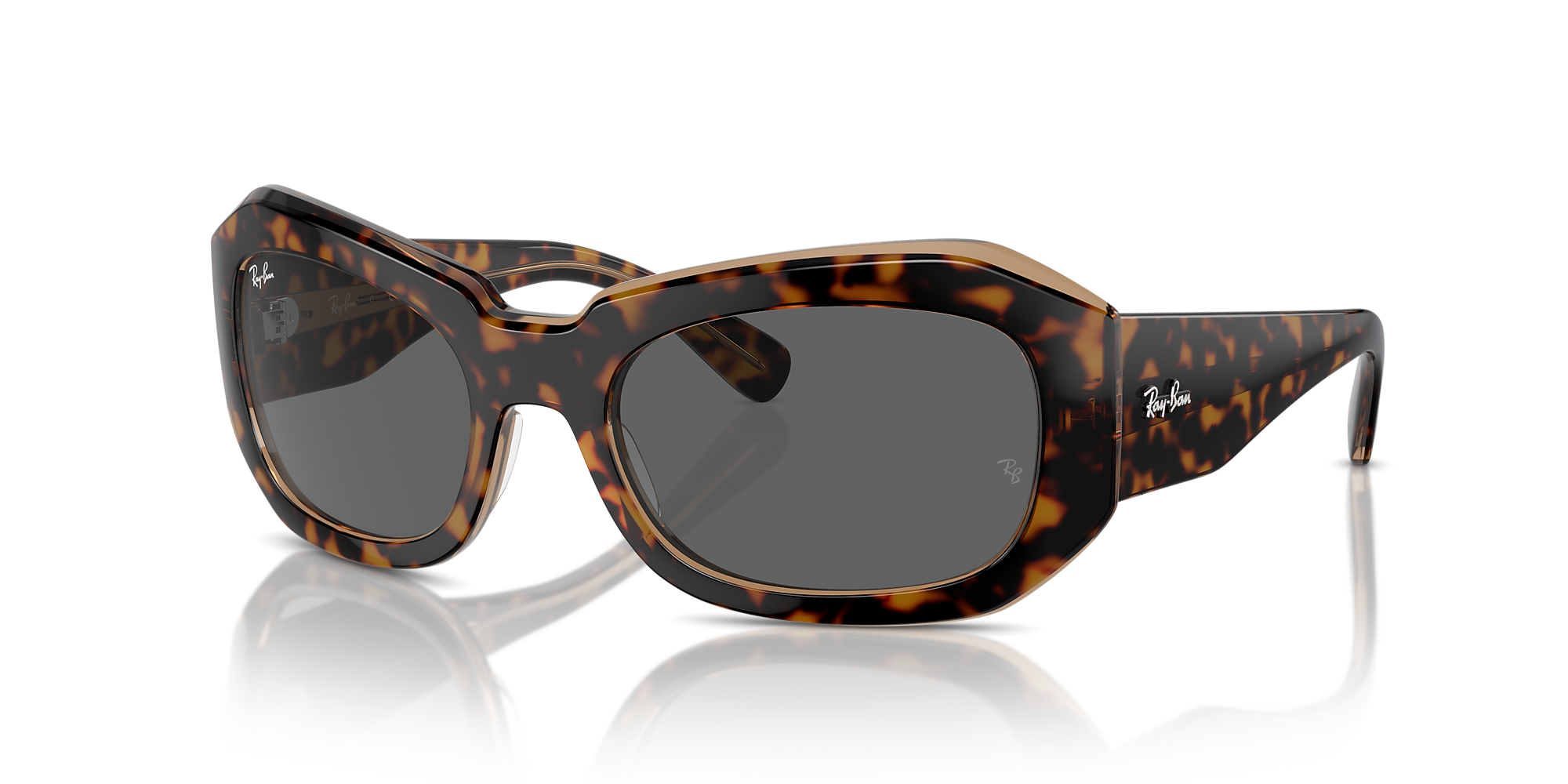 Ray-Ban RB2212 Beate 56 Dark Grey & Havana On Transparent Brown ...