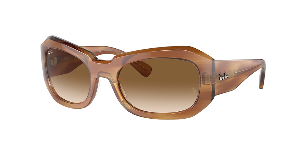 Ray-Ban RB2212 Beate 56 Clear & Brown & Striped Brown Sunglasses ...