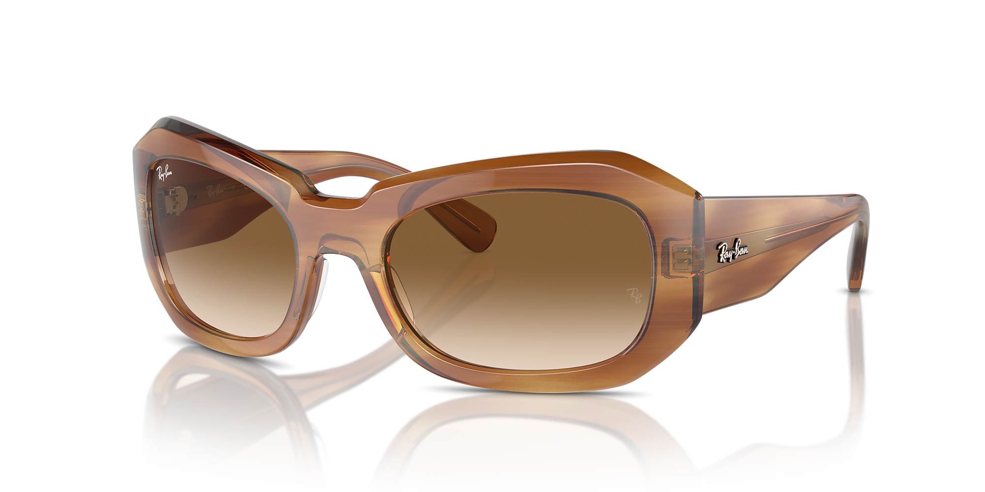 Ray-Ban RB2212 Beate 56 Clear & Brown & Striped Brown Sunglasses ...