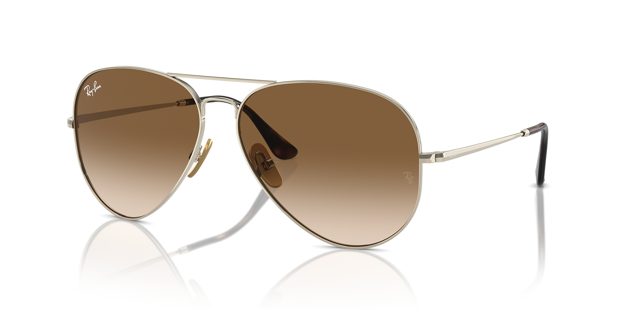 Ray-Ban RB8089 Aviator Titanium 58 Clear & Brown & Gold Sunglasses ...