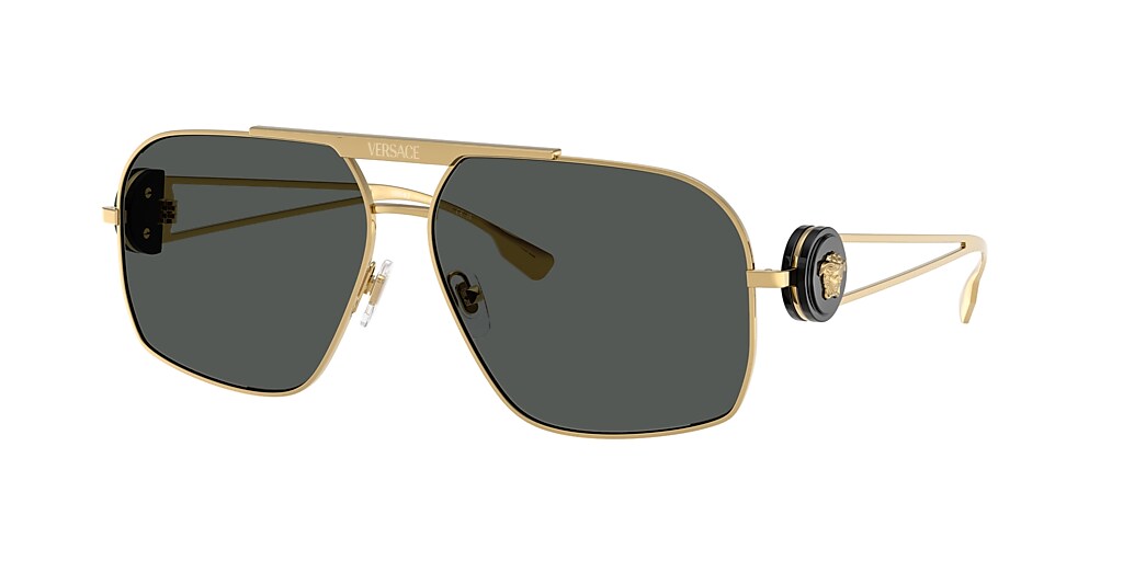 Versace Ve2269 62 Dark Grey And Gold Sunglasses Sunglass Hut Usa