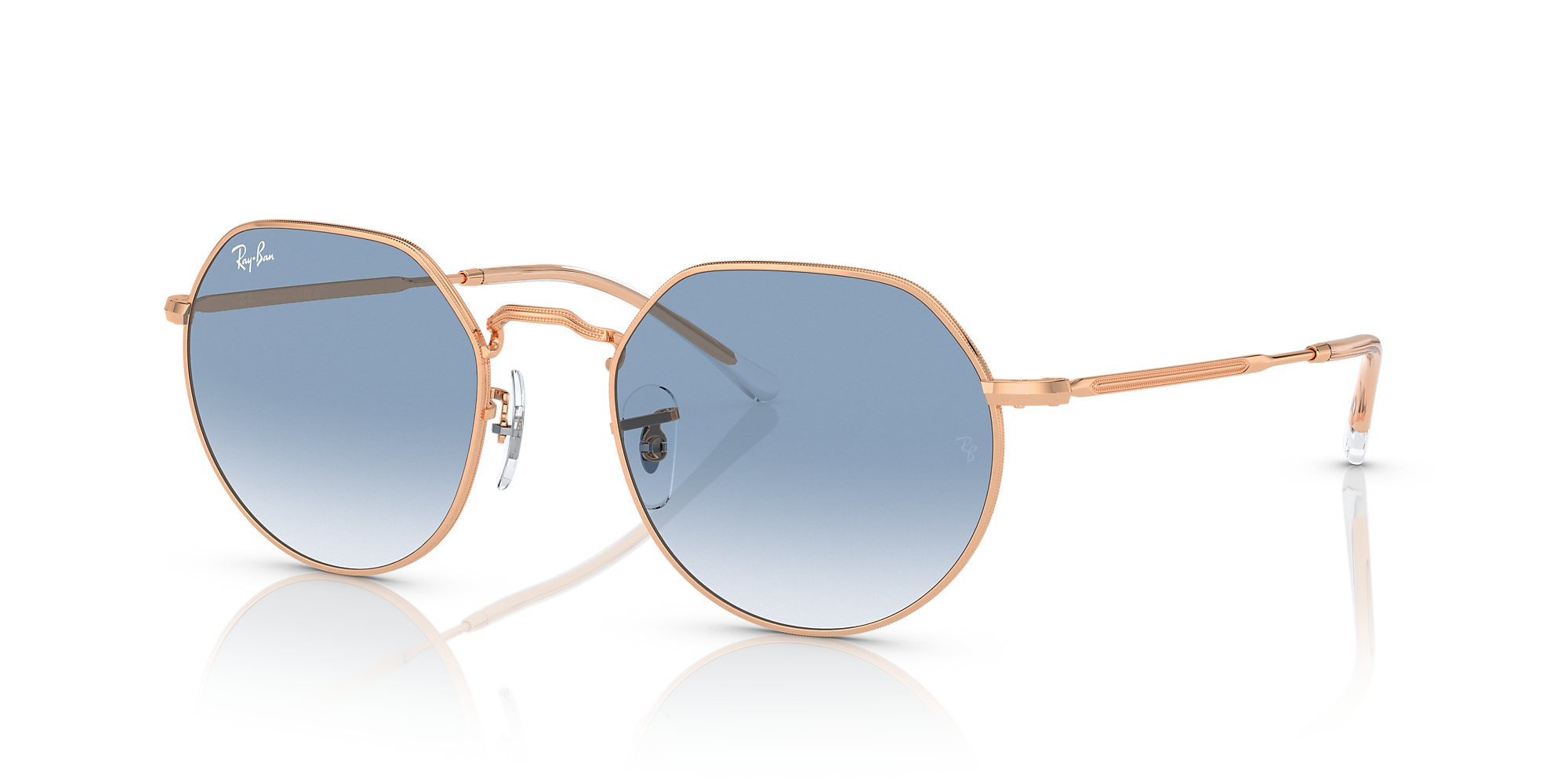 Ray-Ban RB3565 Jack 51 Clear & Blue & Rose Gold Sunglasses | Sunglass ...
