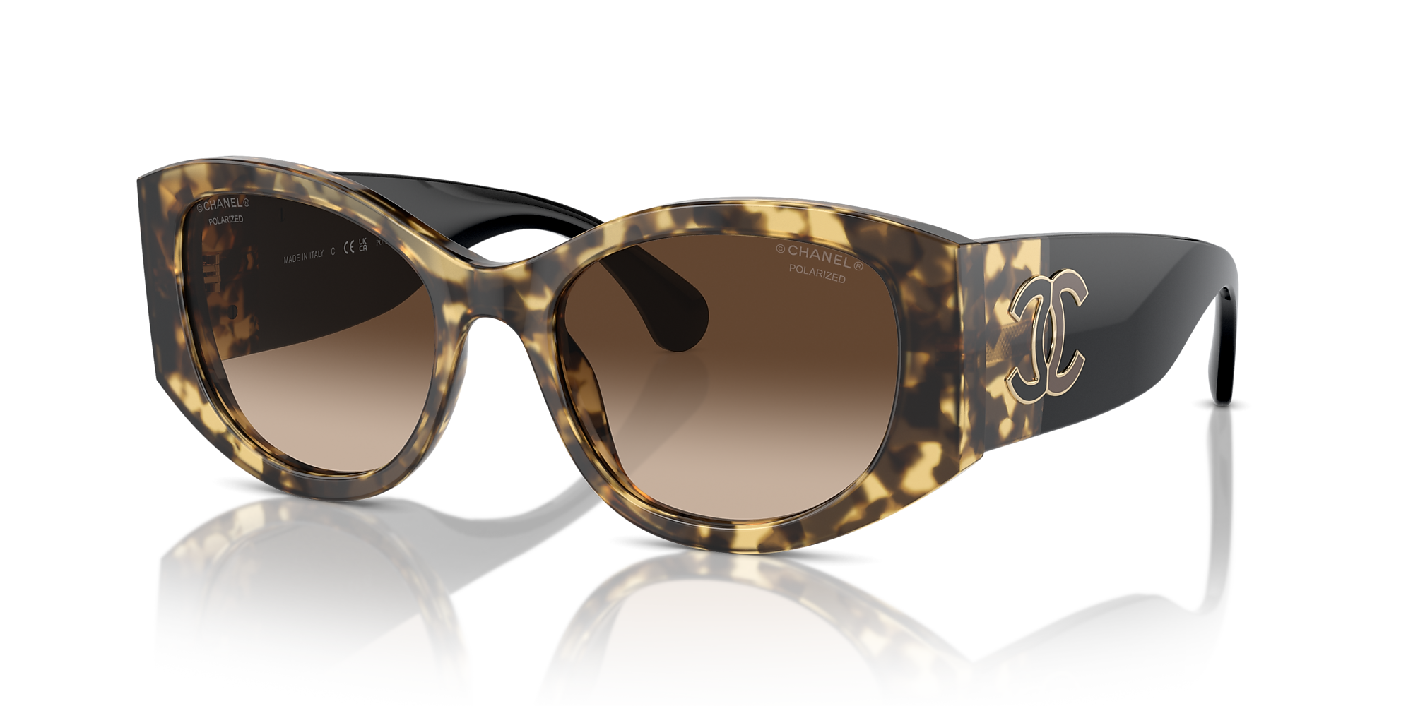 Chanel CH5524 53 Polarized Brown Gradient & Havana Polarised Sunglasses ...