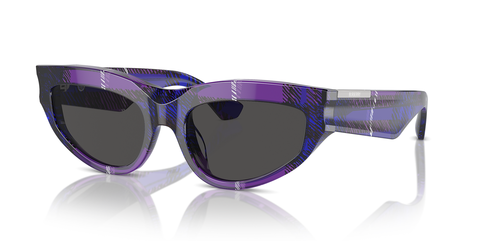 Burberry BE4425U 55 Dark Grey & Check Violet Sunglasses | Sunglass Hut ...