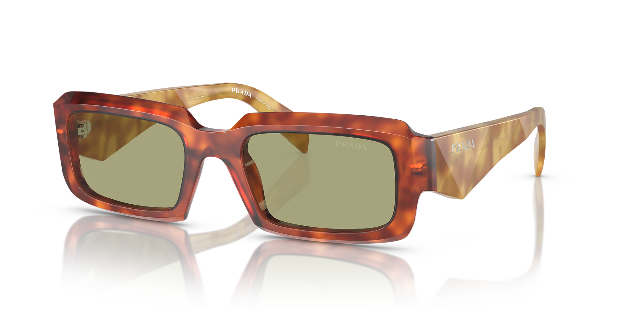 Prada PR 27ZS 54 Green & Cognac Tortoise Sunglasses | Sunglass Hut USA