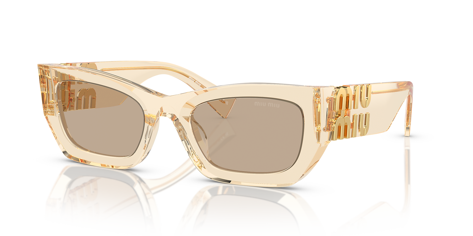Miu Miu MU 09WS 53 Dark Brown & Sand Transparent Sunglasses | Sunglass ...