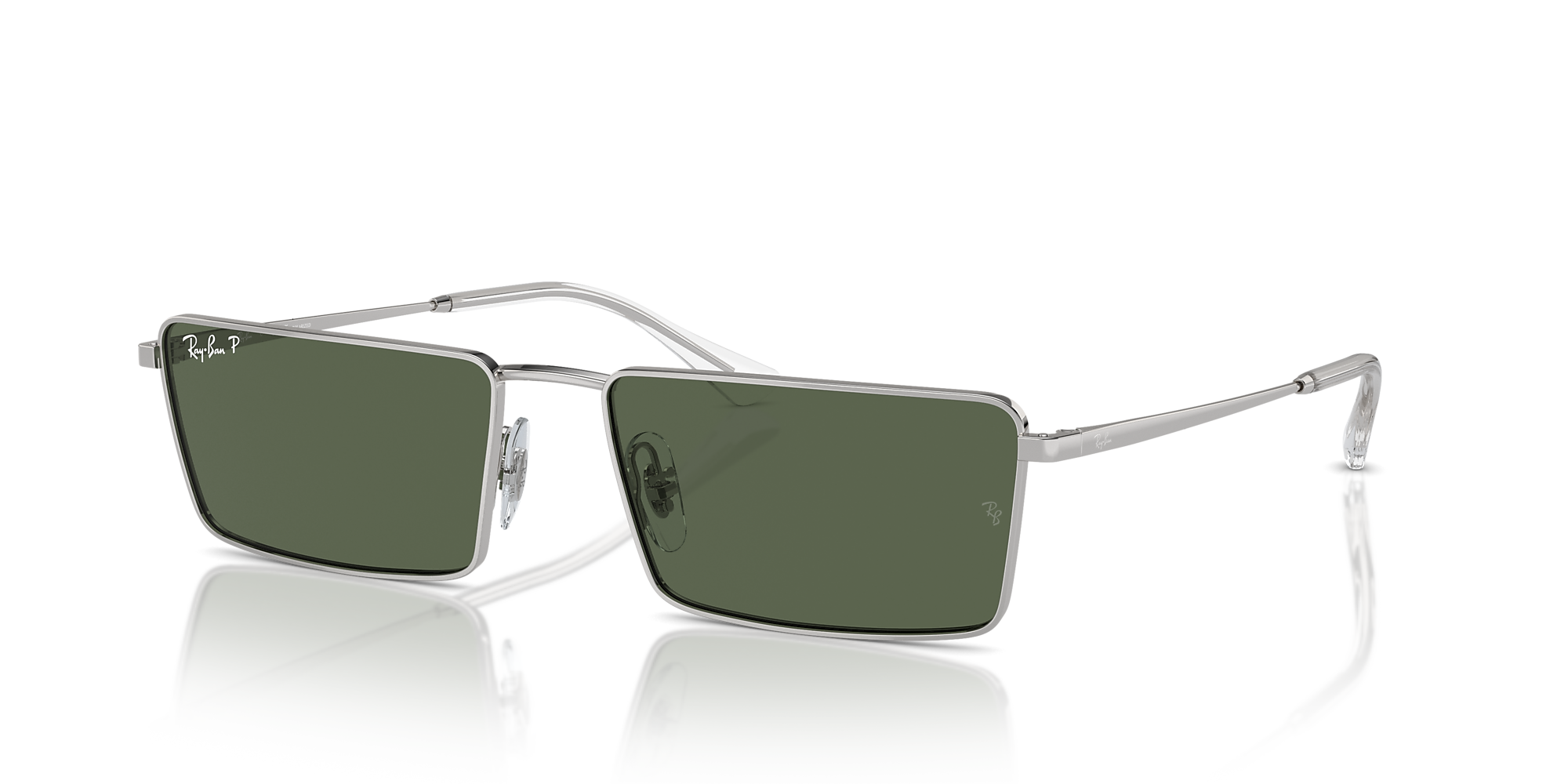 Ray-Ban RB3741 Emy Bio-Based 56 Dark Green & Silver Polarized ...