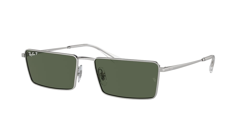 Ray-Ban RB3741 Emy Bio-Based 59 Dark Green & Silver Polarised ...