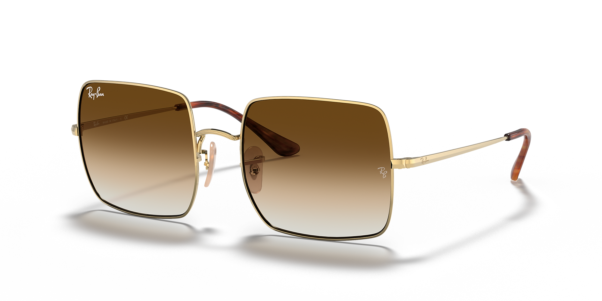 Ray-Ban RB1971 Square 1971 Classic 54 Light Brown Gradient & Gold ...