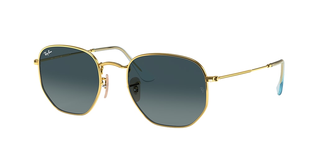 Ray-Ban RB3548N Hexagonal Flat Lenses 48 Blue & Gold Sunglasses ...