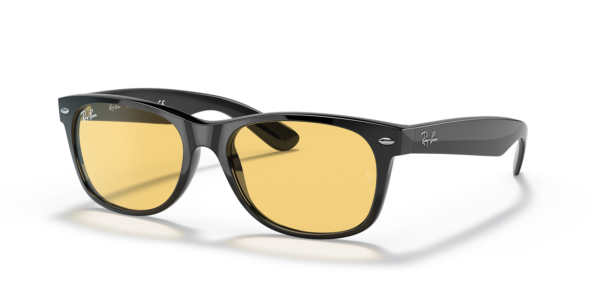 Ray-Ban RB2132F New Wayfarer Washed Lenses 55 Yellow Classic & Black ...