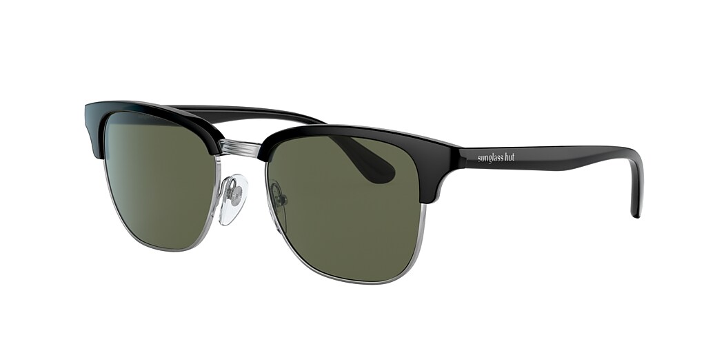 Sunglass Hut Collection Hu2017 52 Green And Silver Polarised Sunglasses