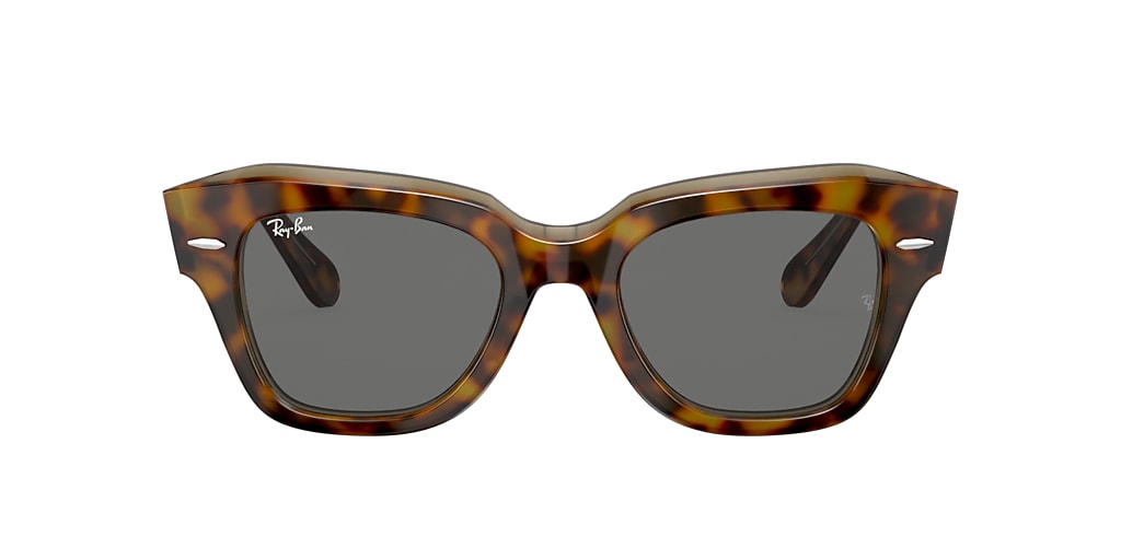 Ray-Ban RB2186 STATE STREET 49 Grey-Black & Tortoise Sunglasses ...