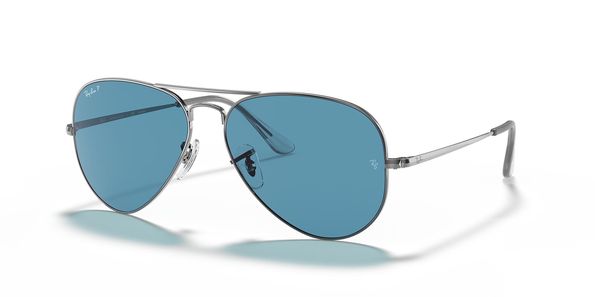 Ray-Ban RB3689 Aviator Metal II 58 Blue & Gunmetal Polarized Sunglasses ...