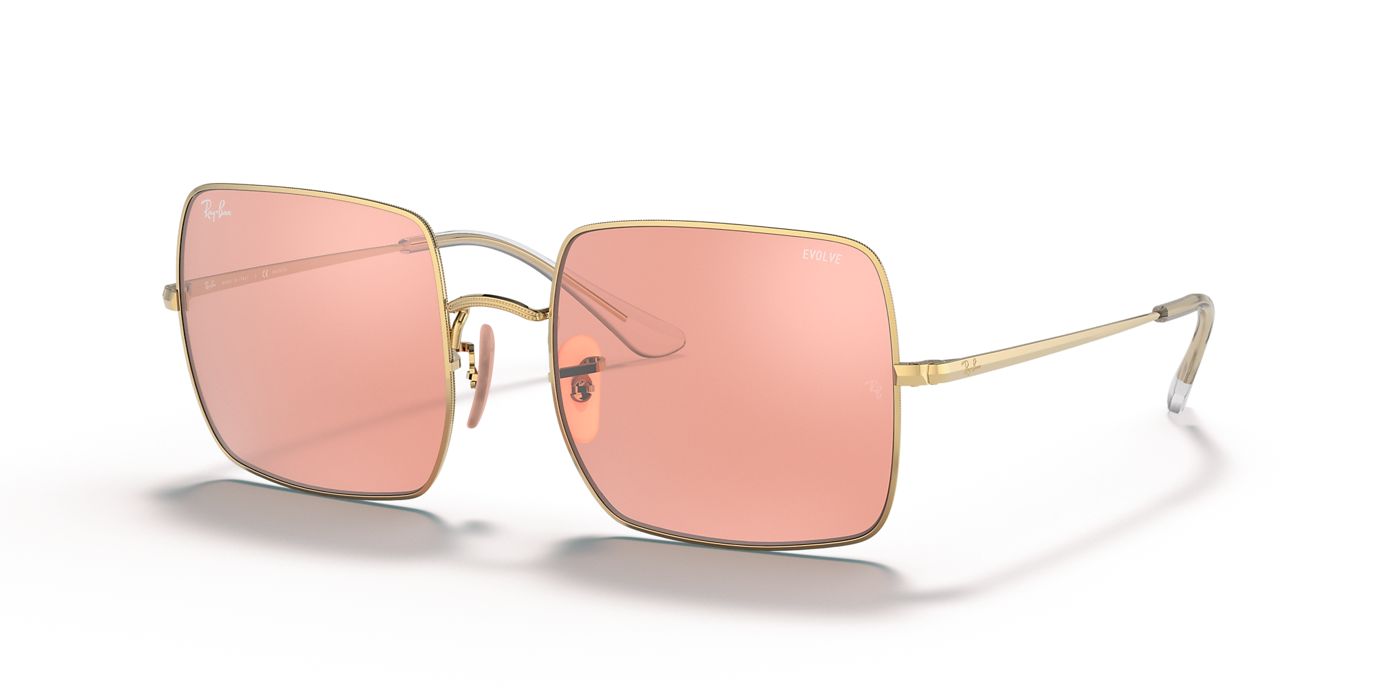 Ray-Ban RB1971 Square 1971 Mirror Evolve 54 Pink Grey & Gold Sunglasses ...