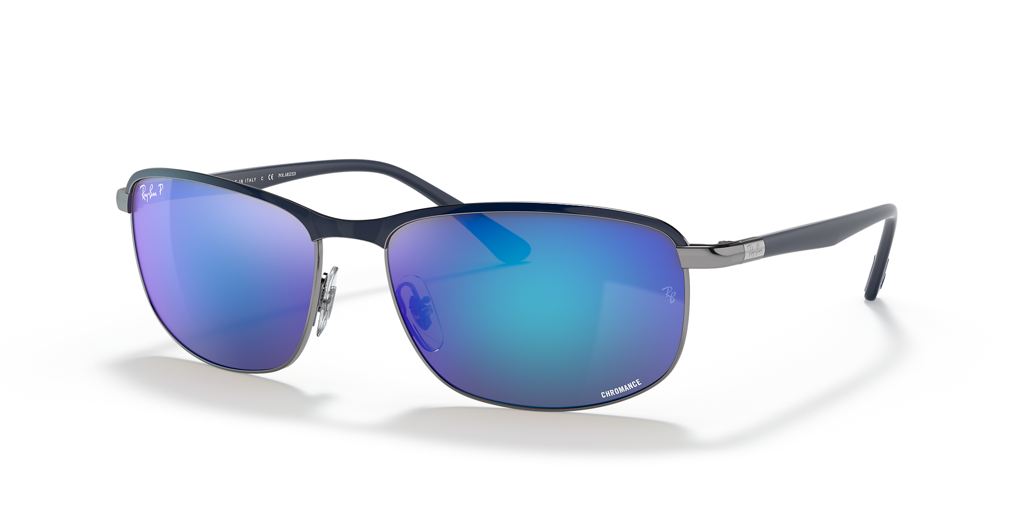 Ray-Ban RB3671CH Chromance 60 Grey/Blue & Blue On Gunmetal Polarized ...