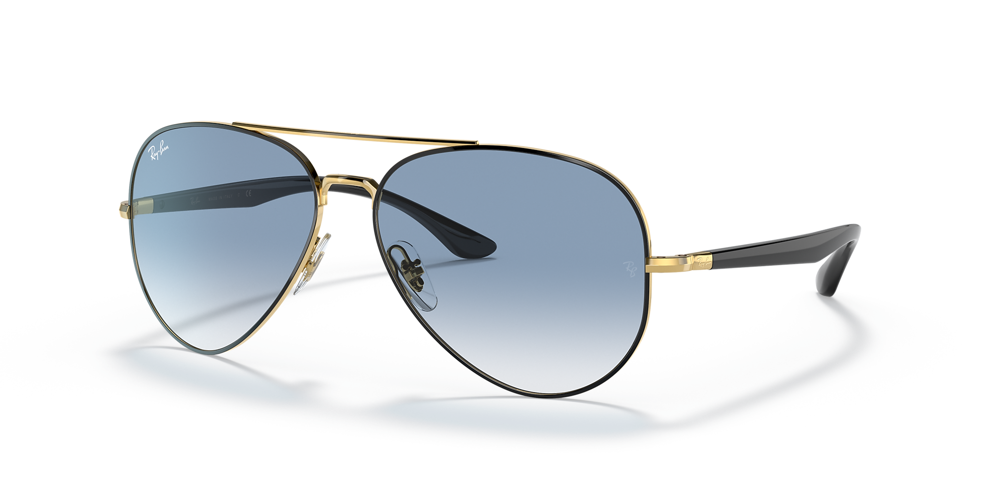 Ray-Ban RB3675 58 Light Blue & Black On Gold Sunglasses | Sunglass Hut USA