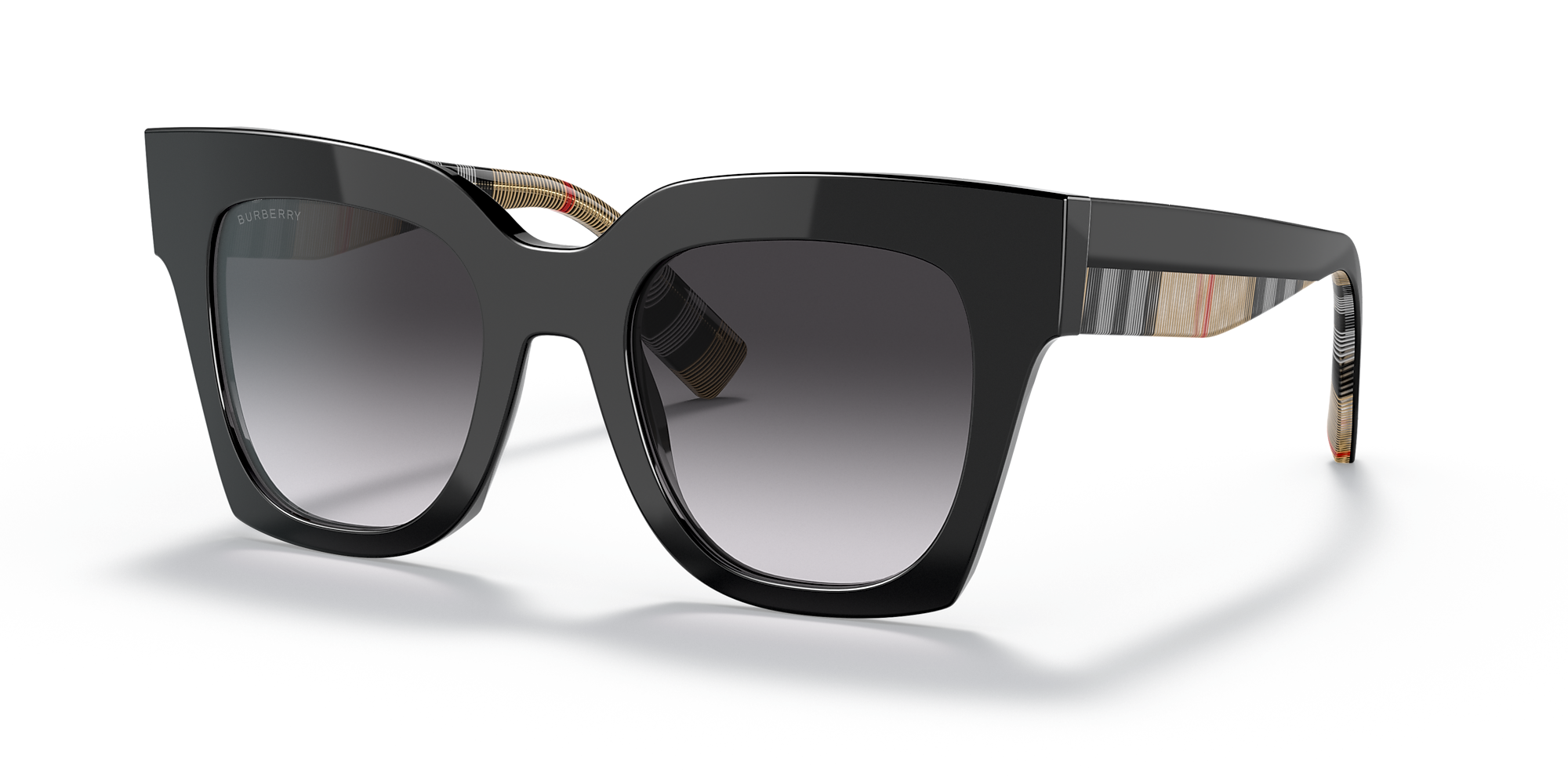 Burberry BE4364 Kitty 49 Grey Gradient & Black Sunglasses | Sunglass Hut USA