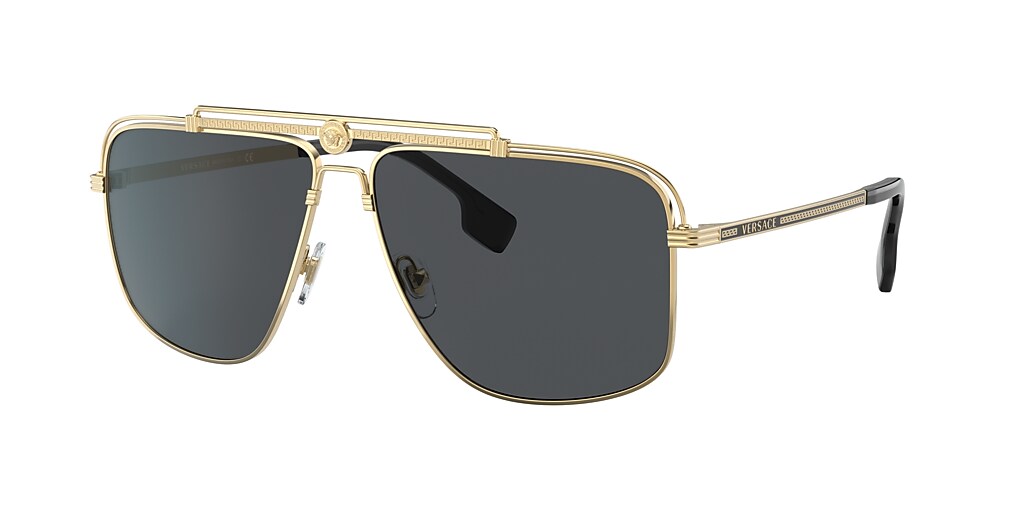Versace VE2242 61 Dark Grey & Gold Sunglasses | Sunglass Hut USA