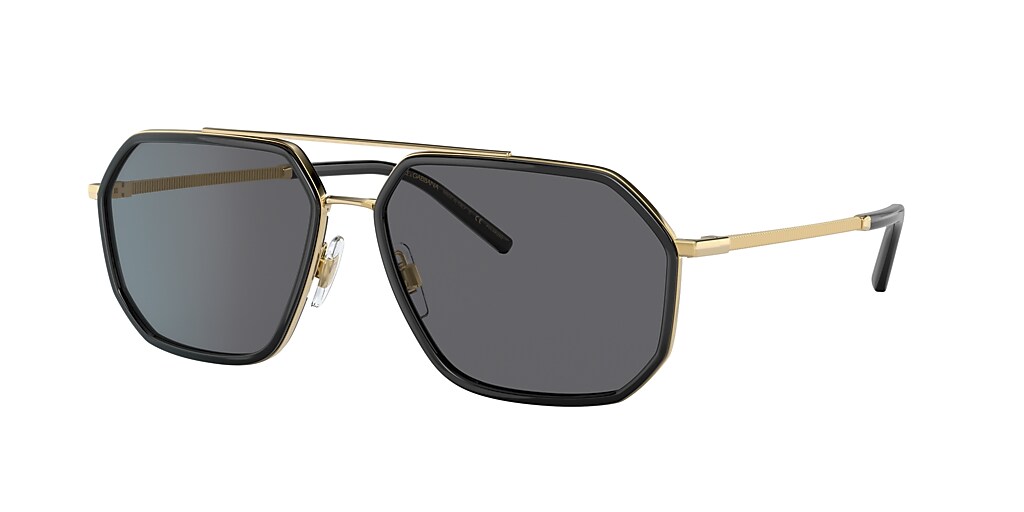 Dolce&Gabbana DG2285 60 Polar Grey & Gold/Black Polarized Sunglasses ...