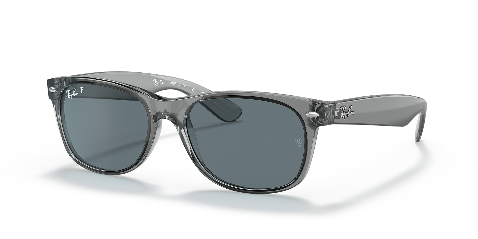 Ray-Ban RB2132F New Wayfarer Classic 55 Dark Blue & Transparent Grey ...