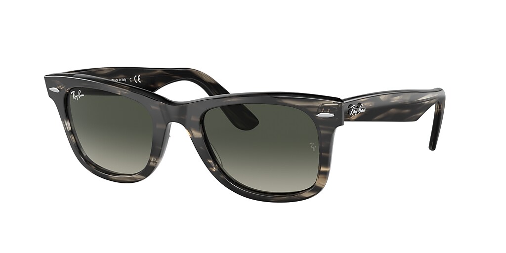 Ray-Ban RB2140 Original Wayfarer Bio-Acetate 50 Gradient Grey & Striped ...