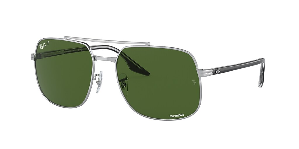 Ray-Ban RB3699 59 Dark Green & Silver Polarised Sunglasses | Sunglass ...