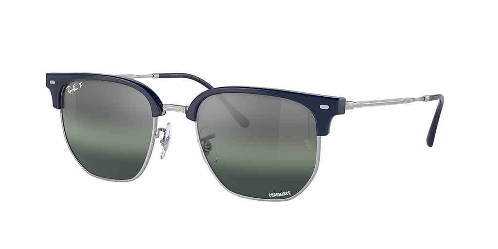 Ray-Ban RB4416 New Clubmaster 51 Silver/Blue & Blue On Silver Polarized ...