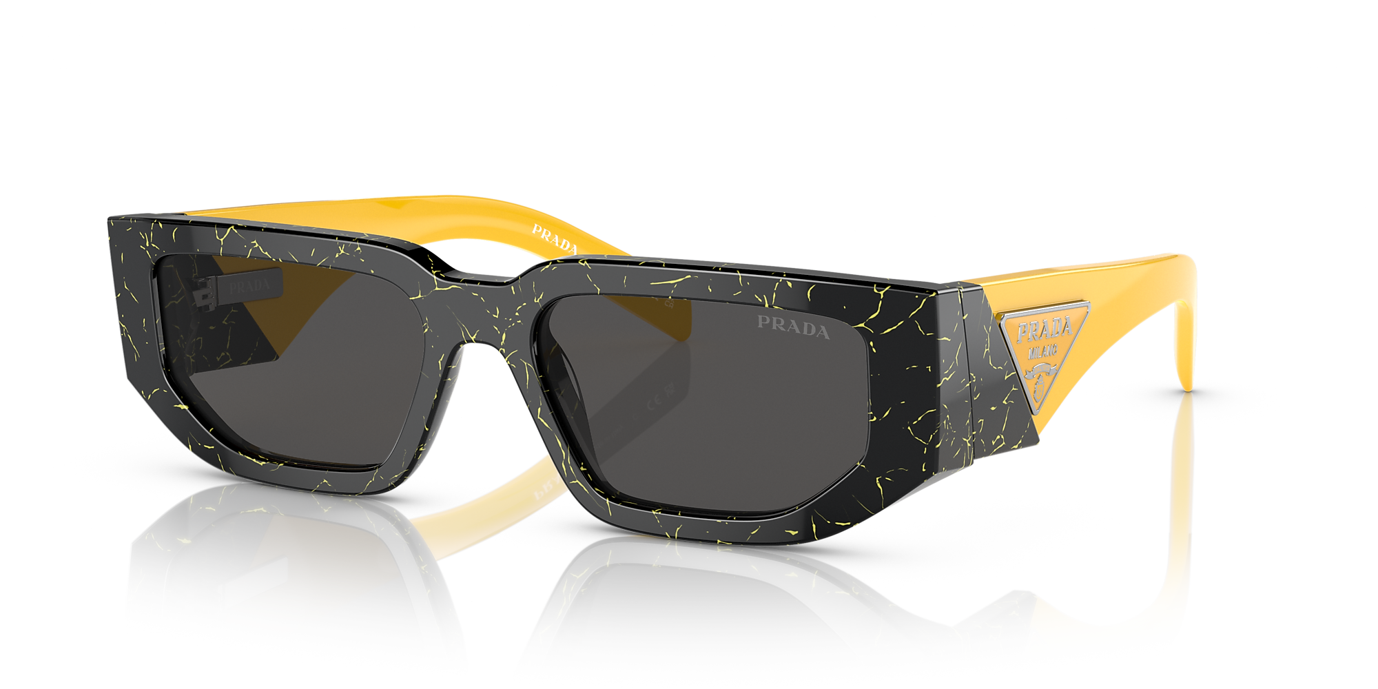 Prada PR 09ZSF 55 Dark Grey & Black Yellow Marble Sunglasses | Sunglass ...