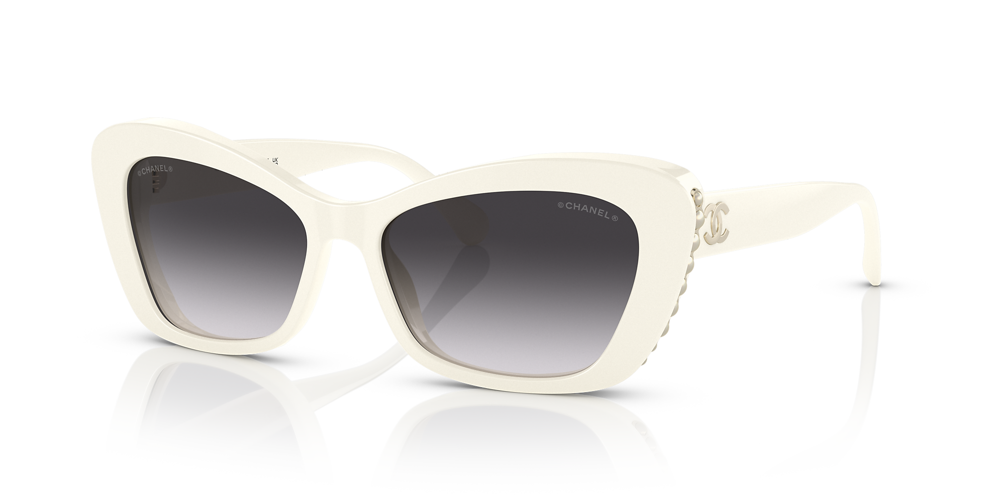 Chanel Cat Eye Sunglasses CH5481H 56 Grey & White Sunglasses | Sunglass ...