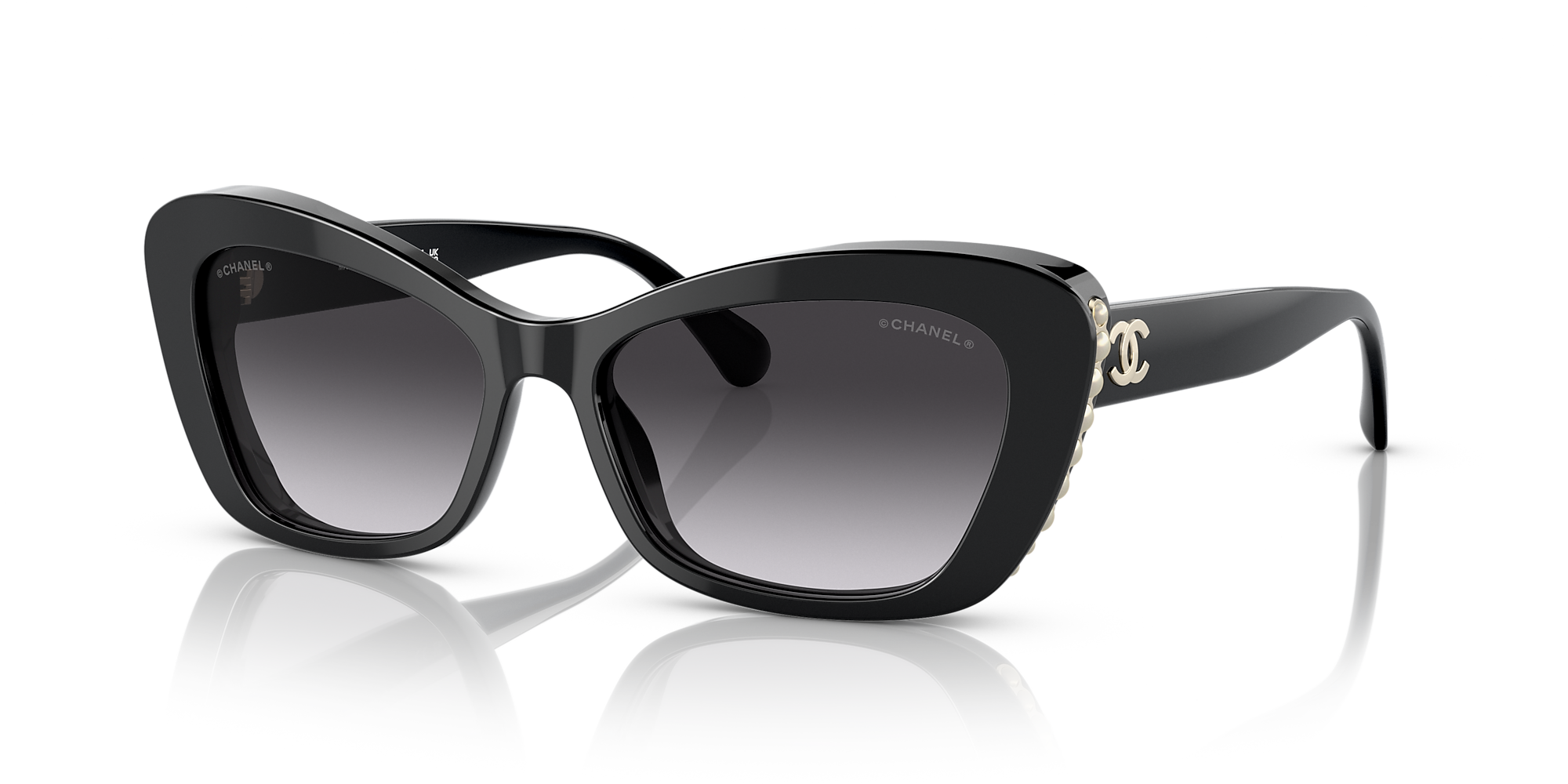 Chanel Cat Eye Sunglasses CH5481H 56 Grey & Black & Gold Sunglasses ...