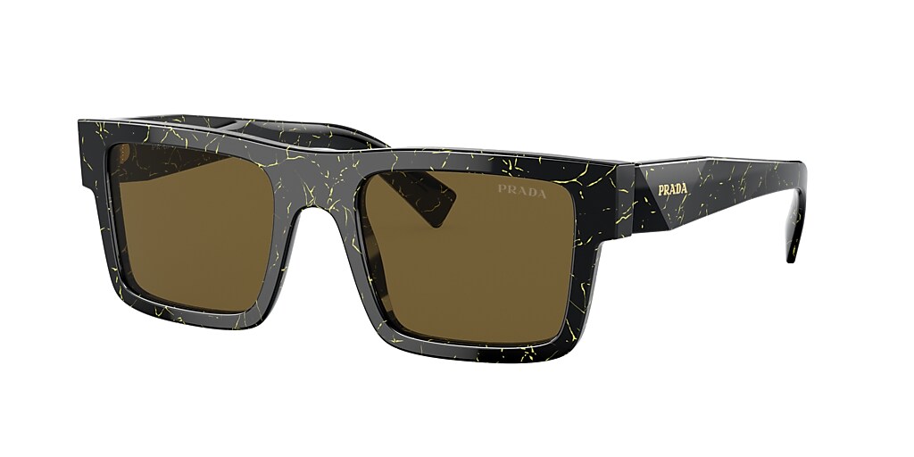 Prada PR 19WS 52 Dark Brown & Black/Yellow Marble Sunglasses | Sunglass ...