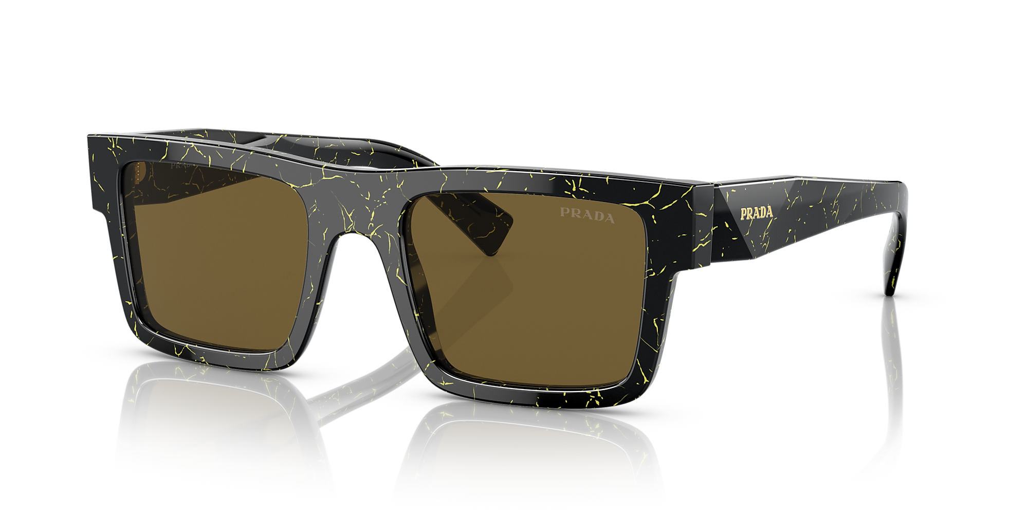 Prada PR 19WS 52 Dark Brown & Black/Yellow Marble Sunglasses | Sunglass ...