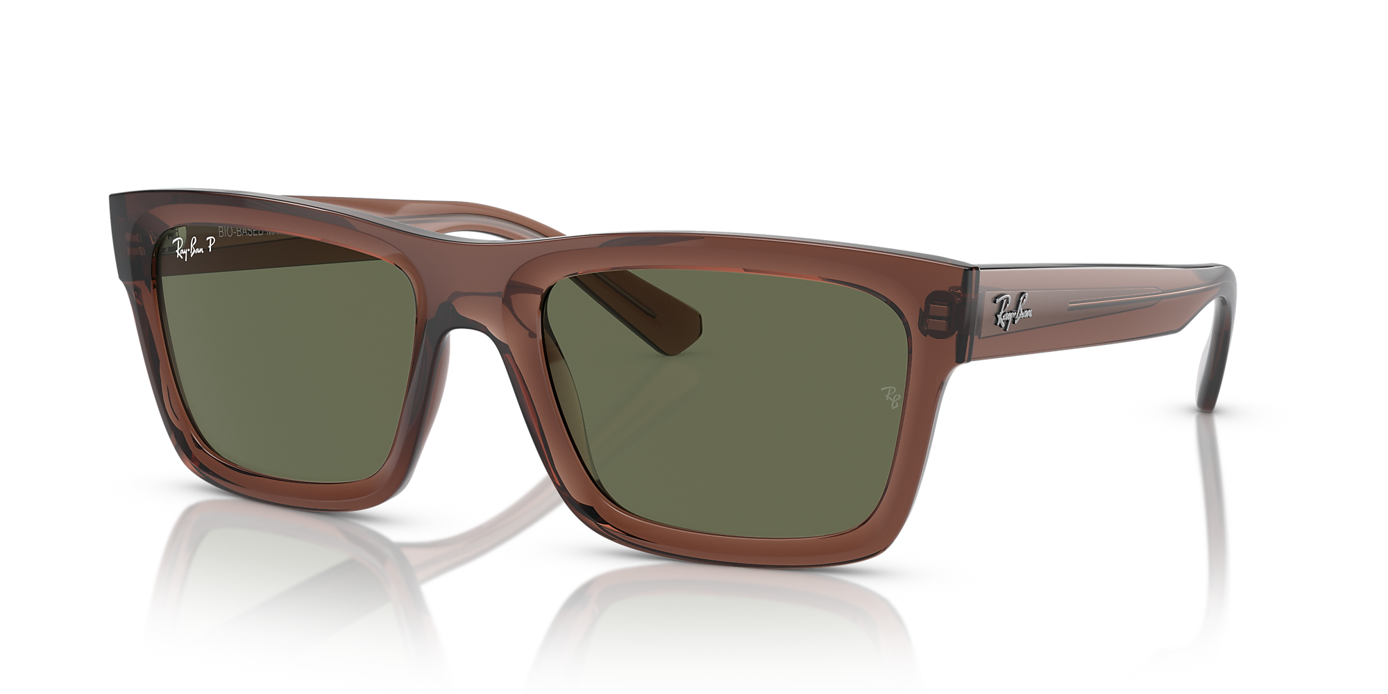 Ray-Ban RB4396 Warren Bio-Based 54 Dark Green & Transparent Brown ...