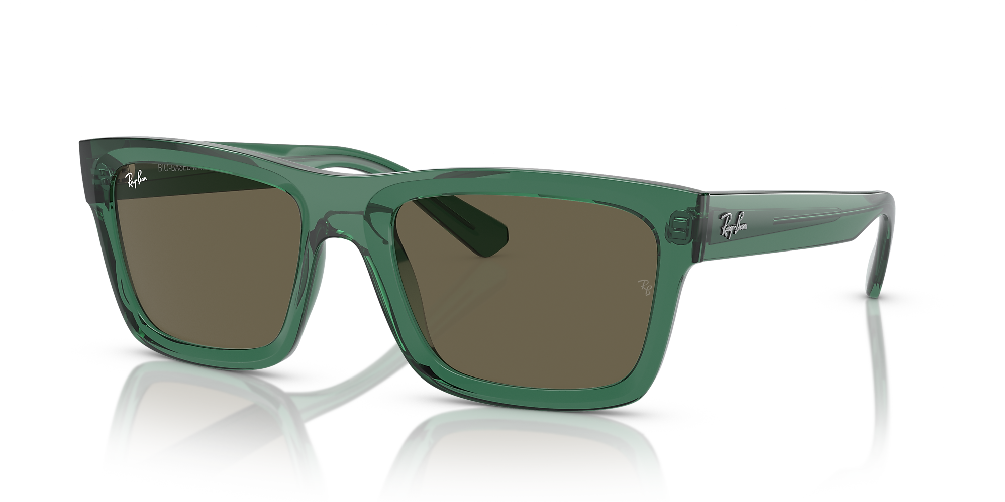 Ray-Ban RB4396 Warren Bio-Based 54 Brown & Transparent Green Sunglasses ...