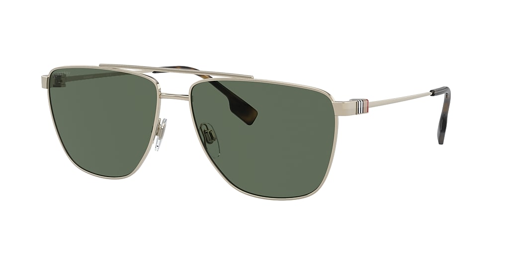 Burberry BE3141 Blaine 61 Dark Green & Light Gold Sunglasses | Sunglass Hut Canada