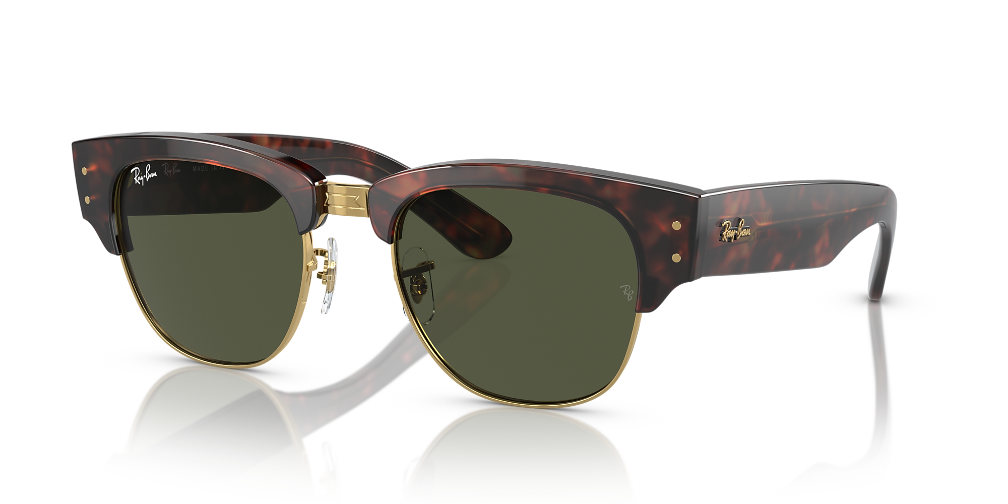 Ray-Ban RB0316S Mega Clubmaster 53 Green & Tortoise On Gold Sunglasses ...