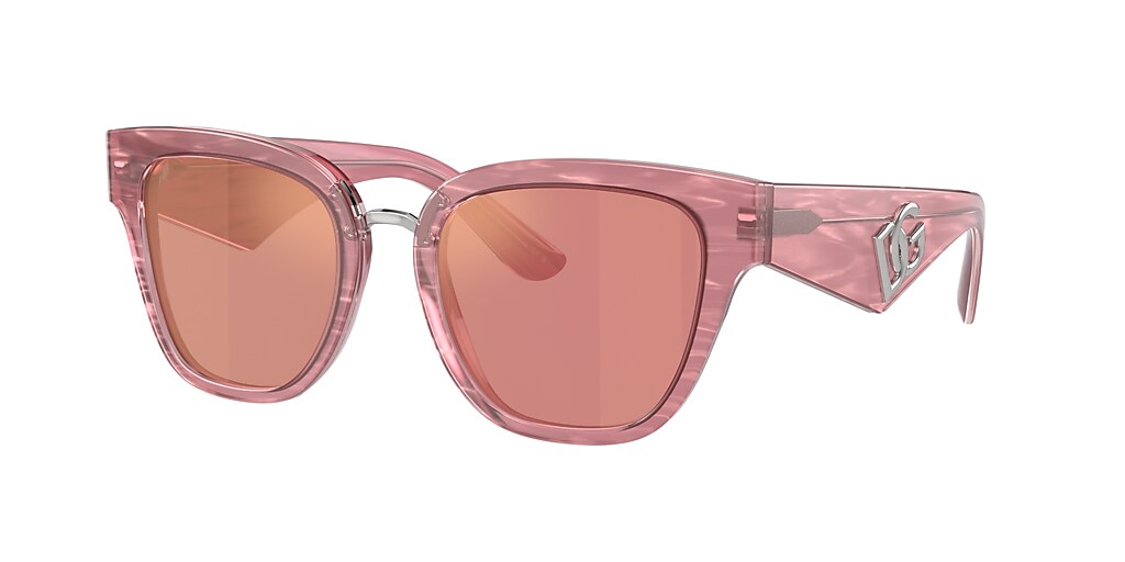 Dolce&Gabbana DG4437 51 Pink Dark Mirror Red & Fleur Pink Sunglasses ...