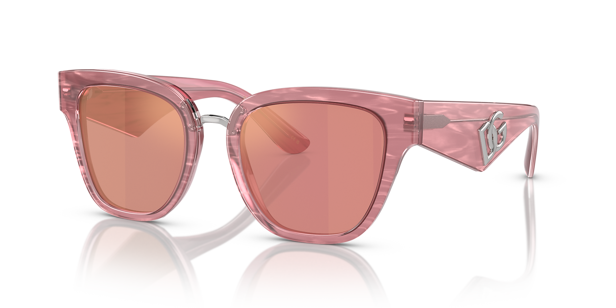 Dolce&Gabbana DG4437 51 Pink Dark Mirror Red & Fleur Pink Sunglasses ...