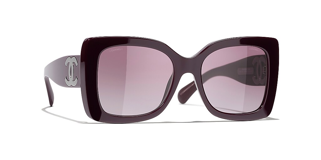 Chanel Square Sunglasses CH5494 53 Burgundy & Burgundy Sunglasses ...