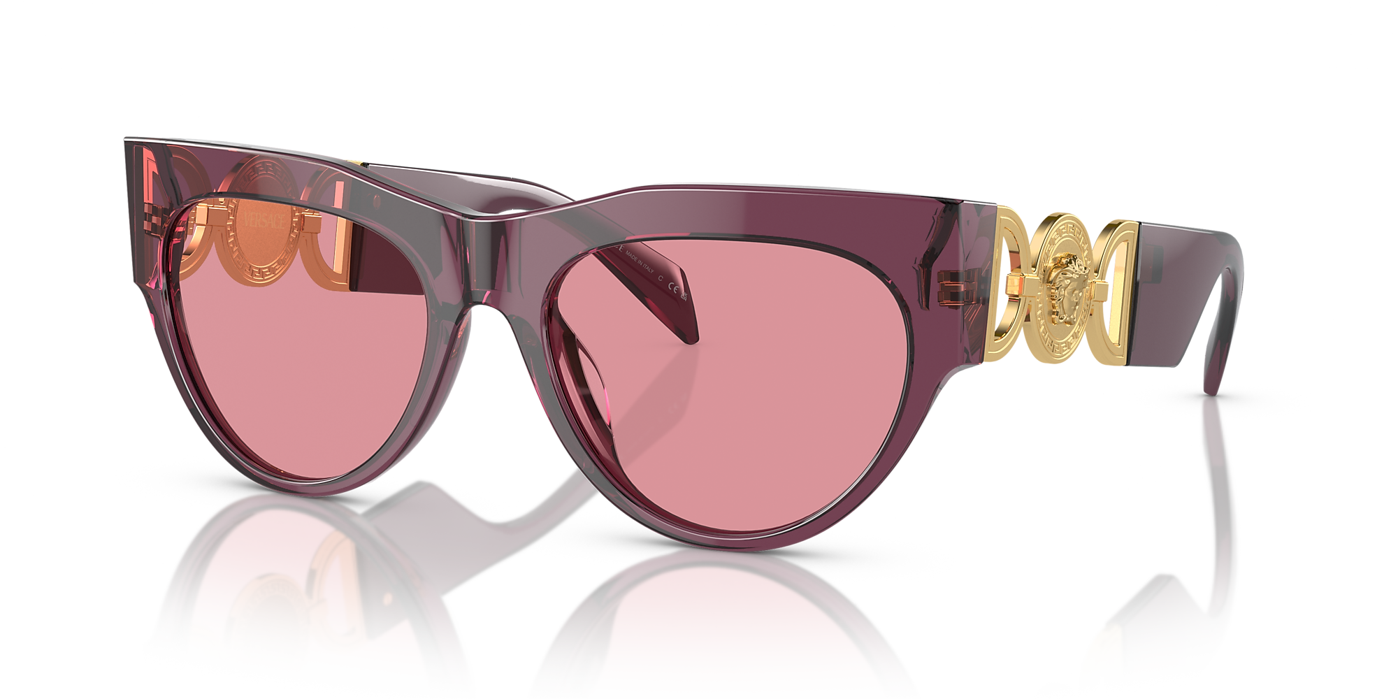 Versace VE4440U 56 Pink Mirror Internal Silver & Transparent Marc Sunglasses | Sunglass Hut New ...