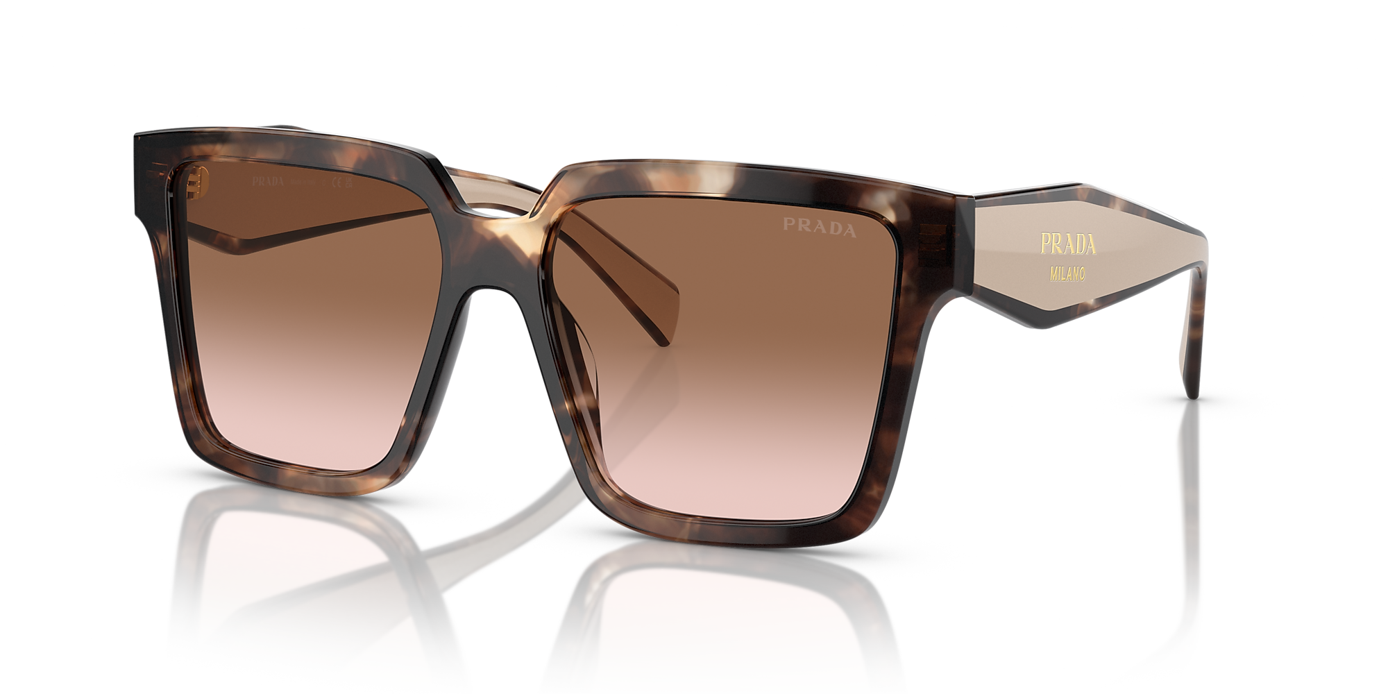 Prada PR 24ZSF 57 Brown Gradient & Caramel Tortoise Sunglasses ...